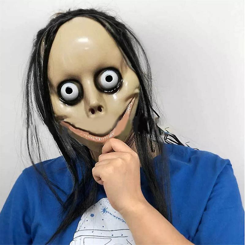 Halloween Horror With Long Hair Mask Funny Mask V-shaped Mouth Mask ...