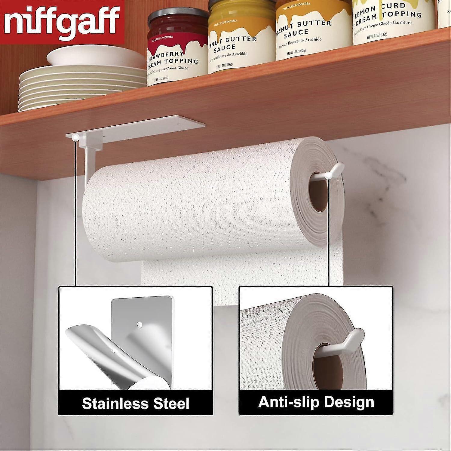 White Kitchen Roll Holder, Self-Adhesive Kitchen Roll Holder Under ...