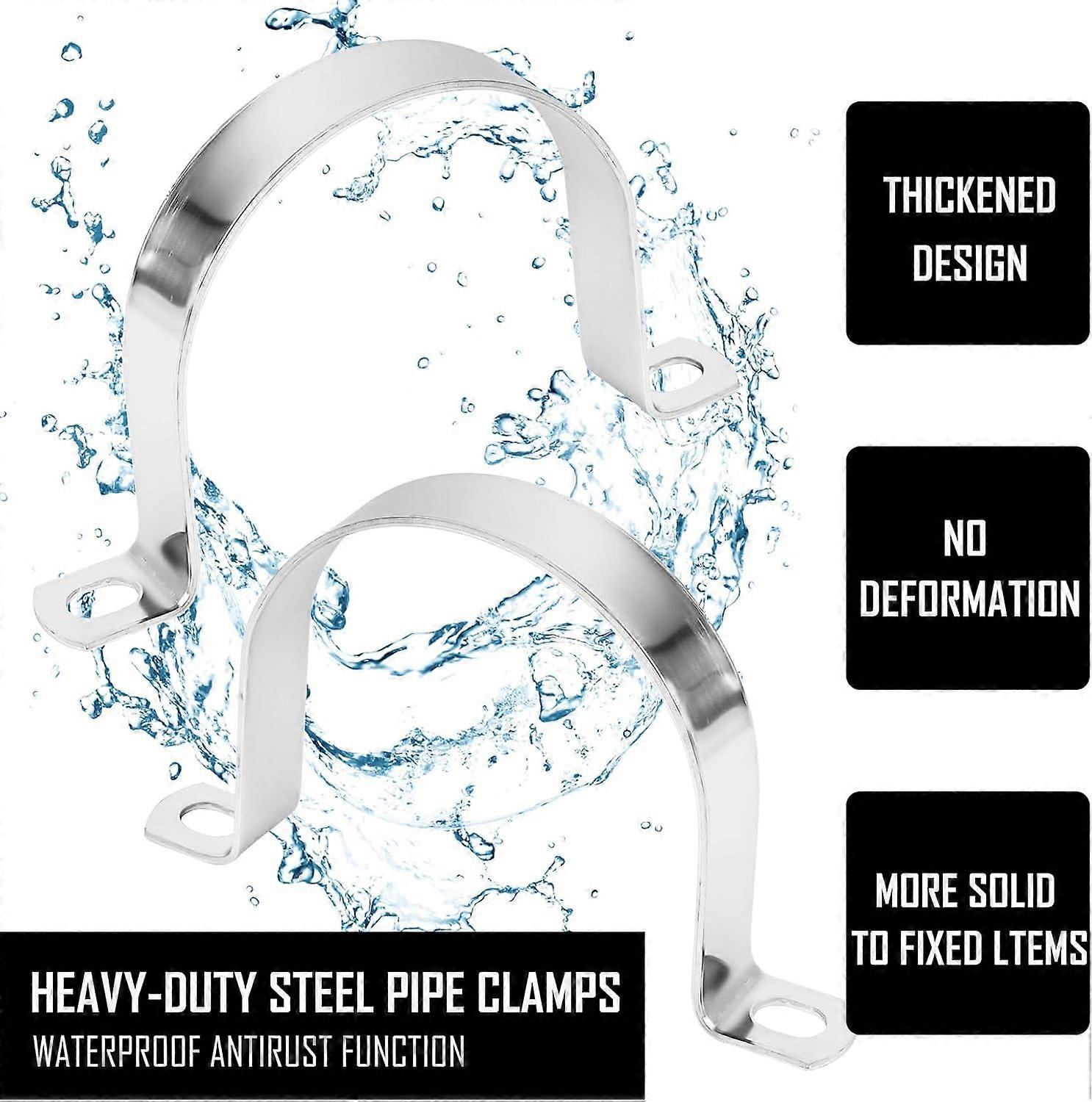 Pack of 4 Heavy U-Pipe Clamps, Diameter 80 mm, Metal U-Type Pipe Clamps ...