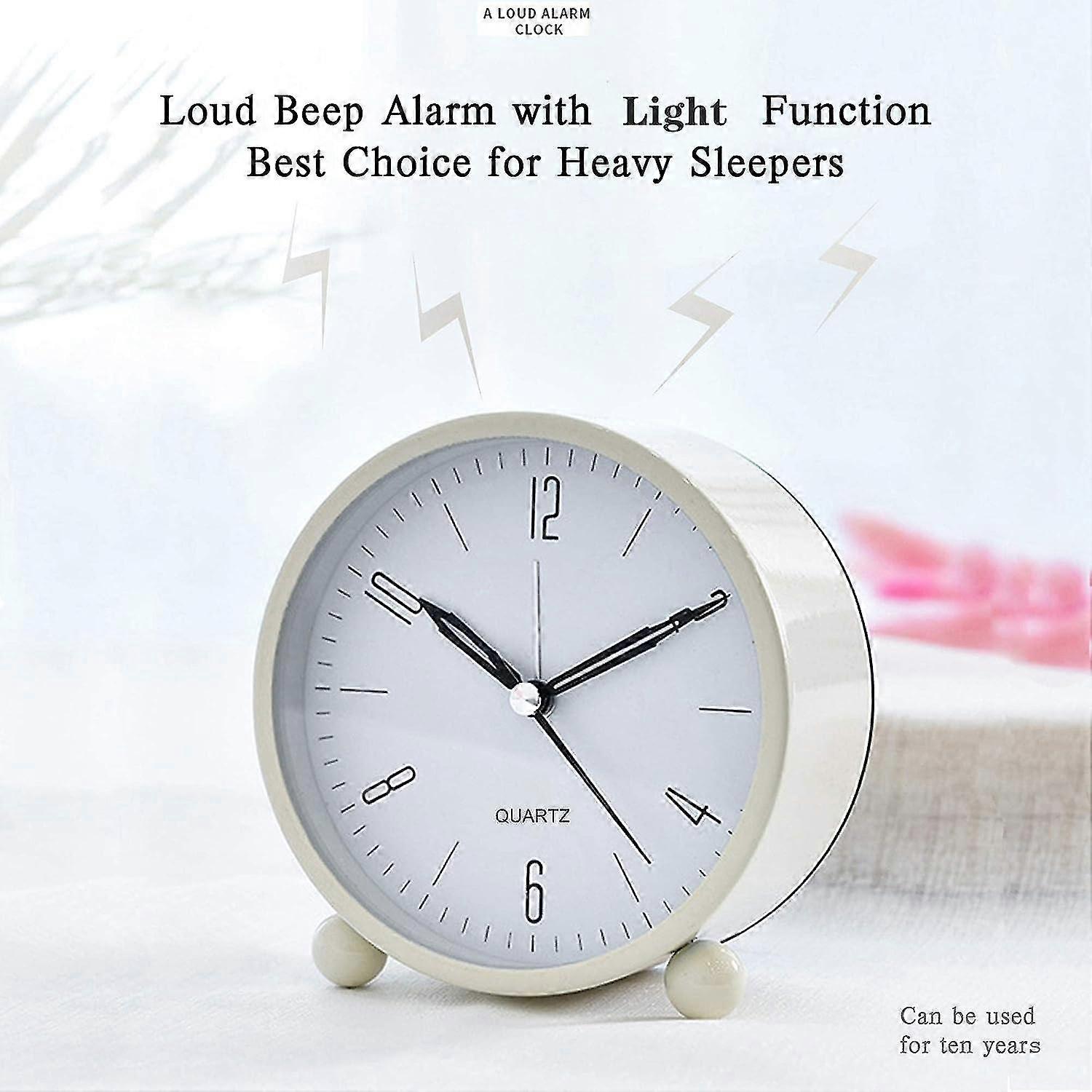 Analog Alarm Clock, 4 Inch Large Face, Minimalist Round Metal Alarm ...