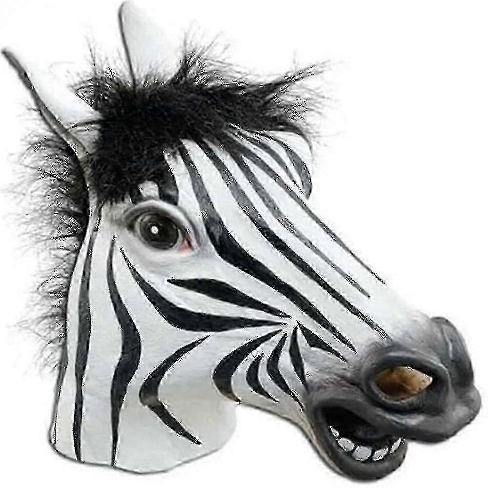 Full Head Zebra Rubber Mask Latex Animal Creepy For Halloween Party ...