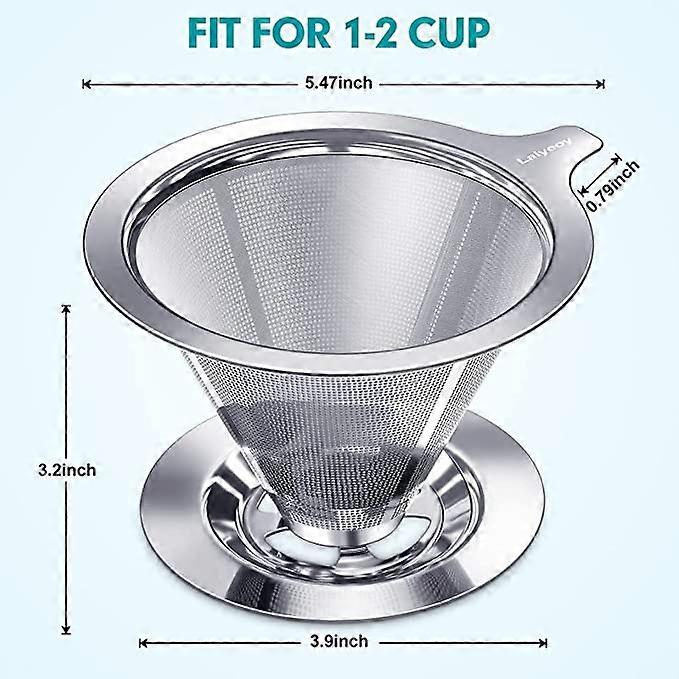 Pour Over Coffee Dripper, Slow Drip Paperless Coffee Filter, Stainless ...