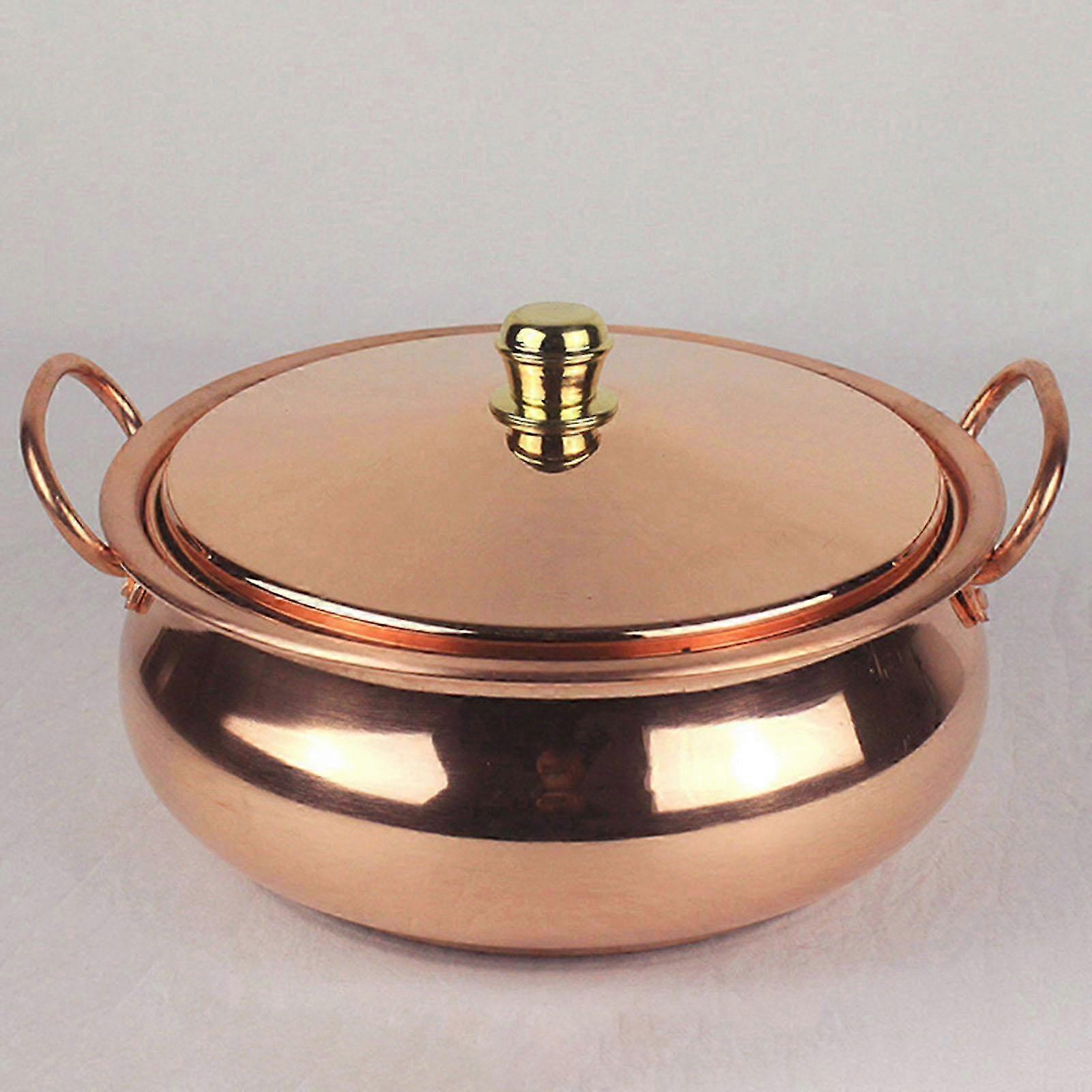 Pure Copper Pot Binaural Pot Cooking Pot with Cover Stew Pan Copper ...