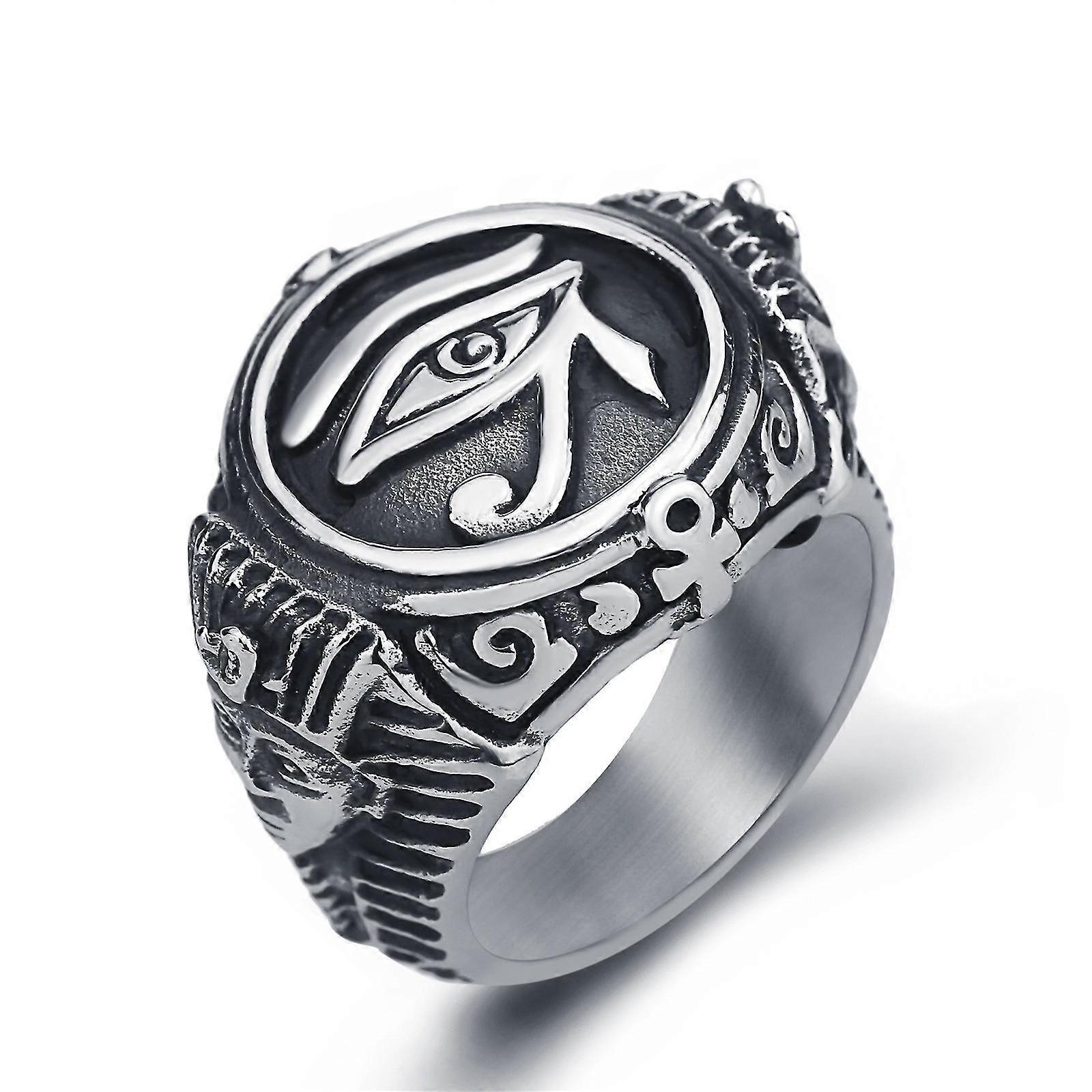 Egyptian Pharaoh's Eye of Horus Ring Men's Domineering Ring Silver ...