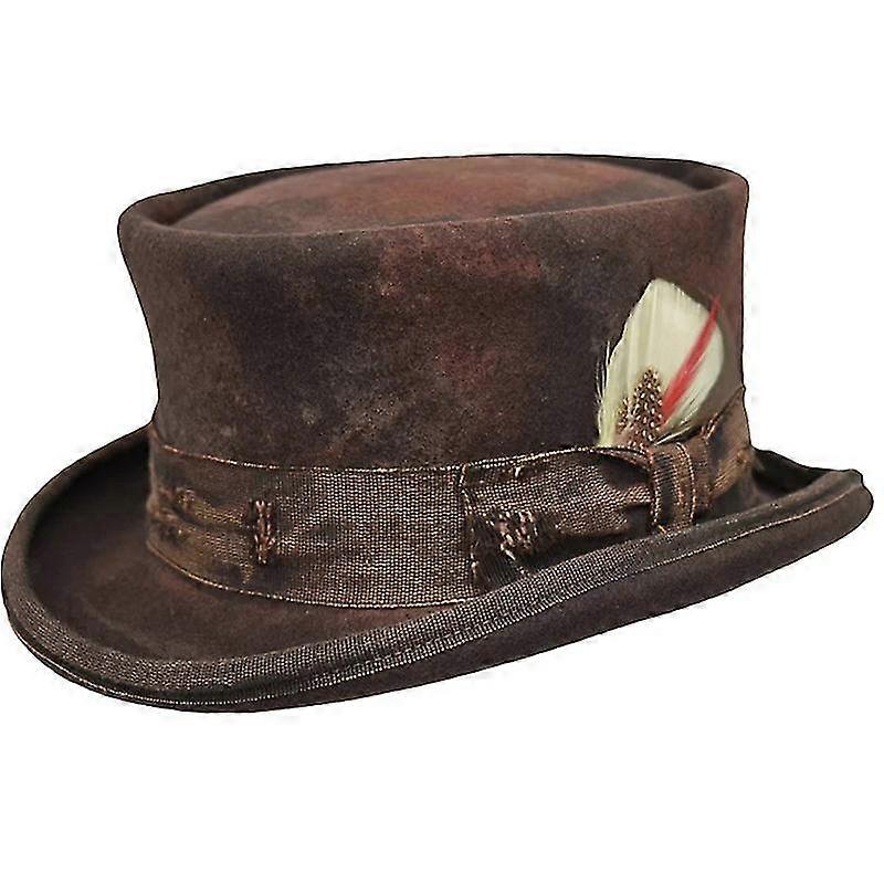 Mid Crown Red Top Hat Unisex Hat Steam Punk Hat Cylinder Wool Felt Top ...
