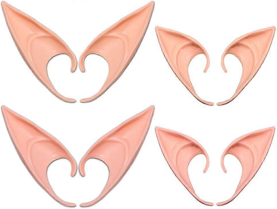 Elf Ears Tip, 4 Pairs Latex Pixie Ears Adult, 12cm & 10cm Prosthetic ...