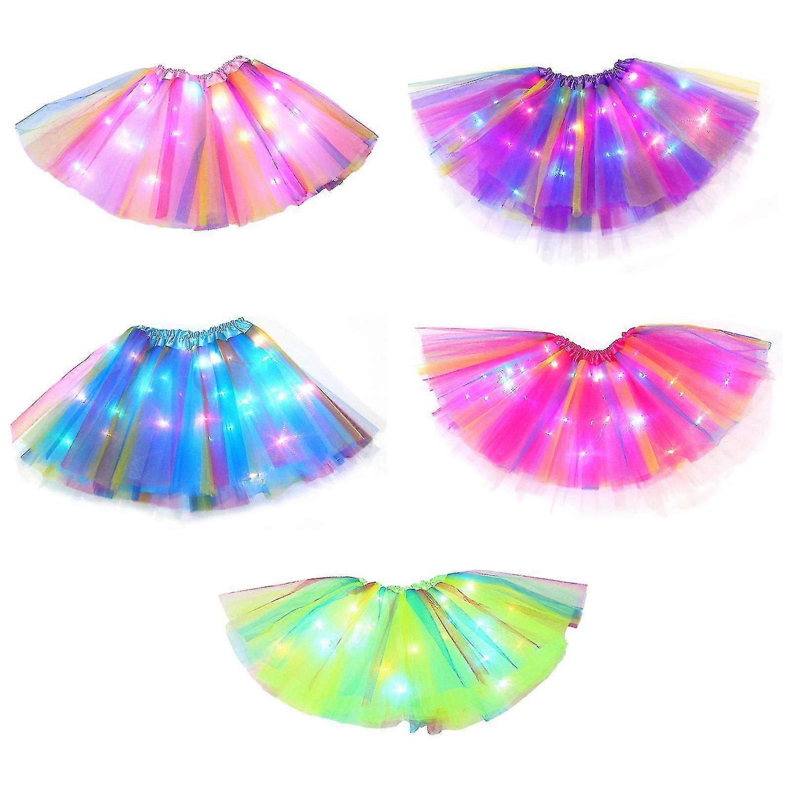 Luminous Led Tutu Skirt For Girls 2-12 Years,elastic 3 Layered Light ...