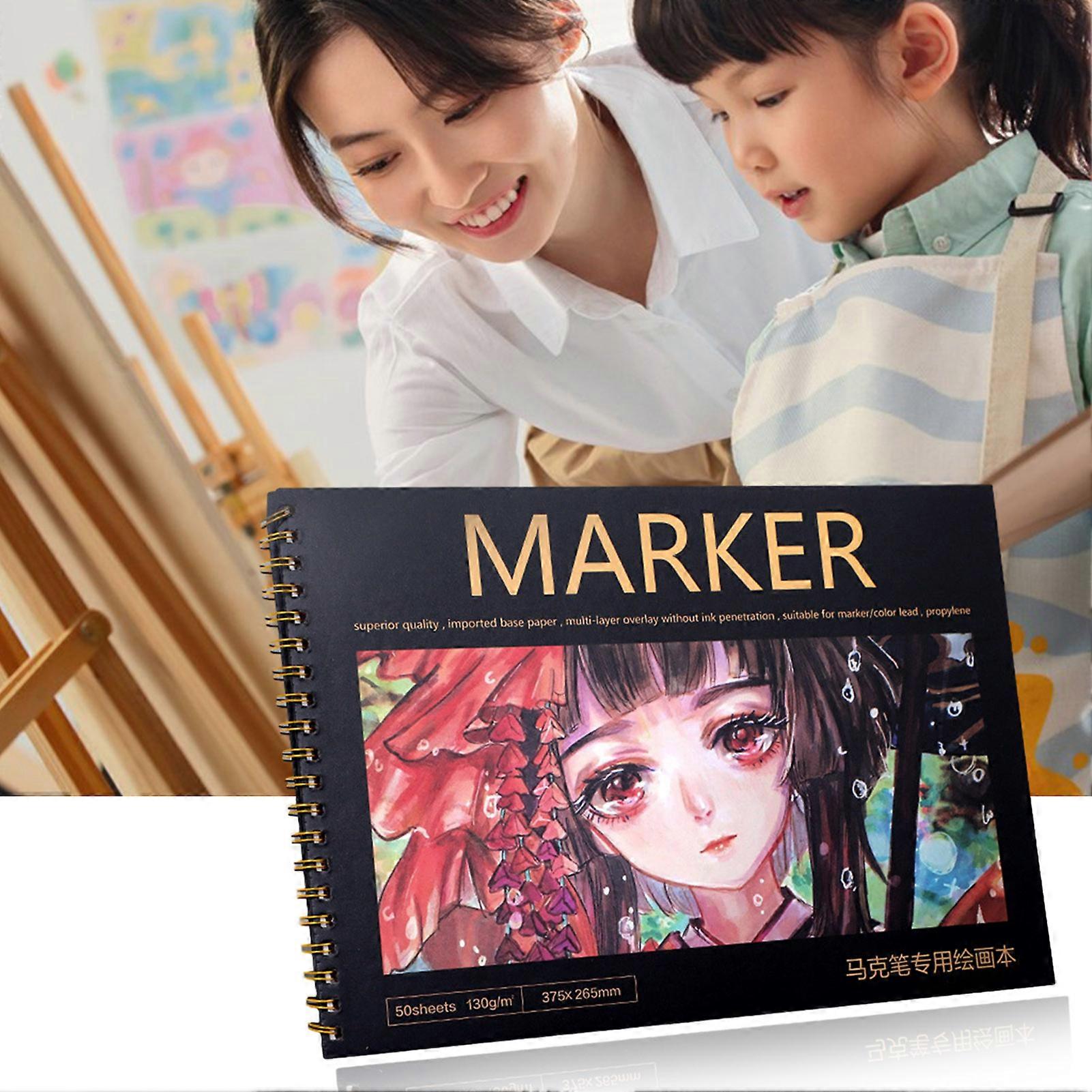 Marker Sketchbook Art Paper Marker Pad Spiral-Bound Design Sketchbook ...