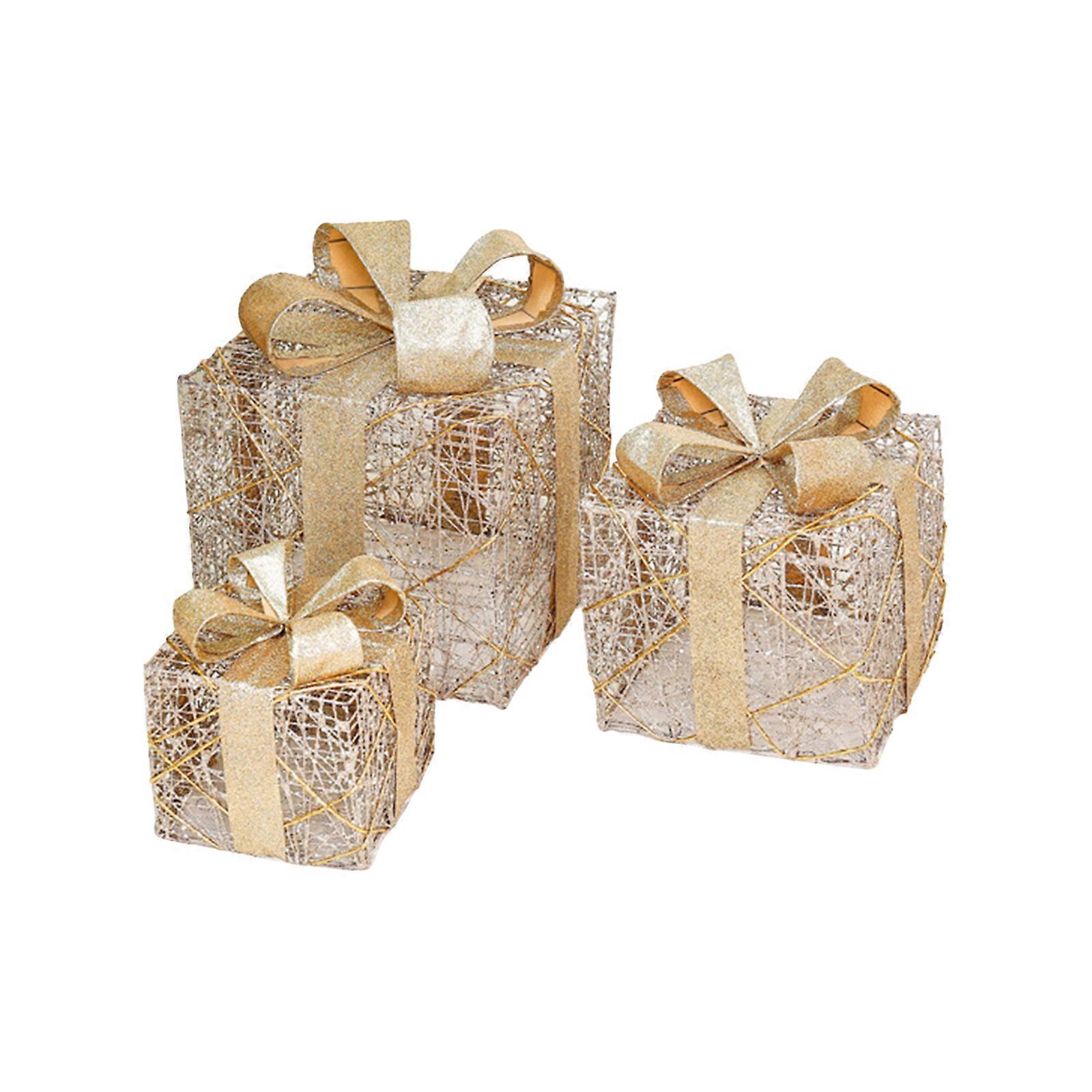 Christmas Supplies Gift Box Decoration Metal Three Piece Set Simple ...