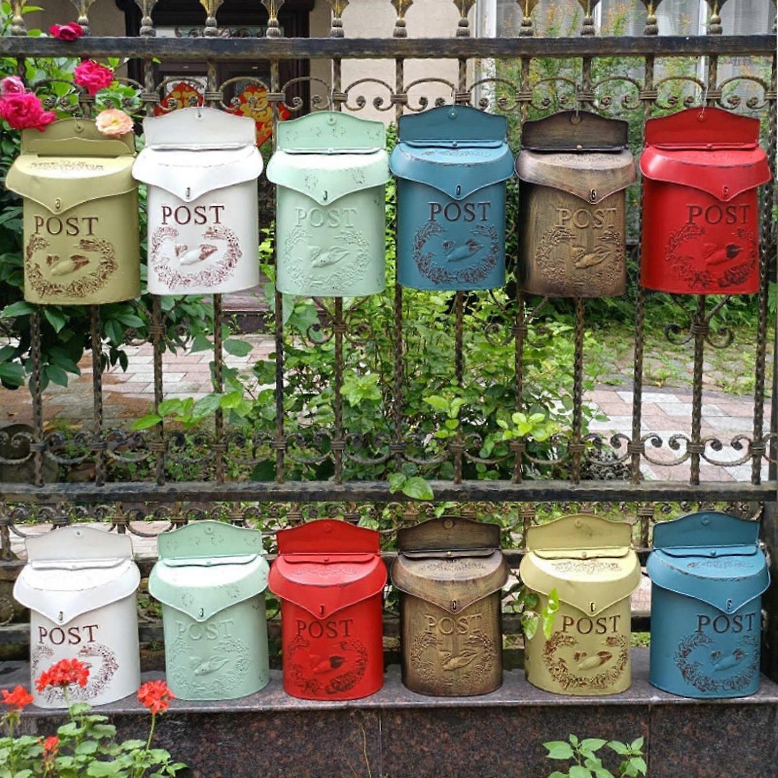 Shabby Chic Mailbox Residential Letter Box Catcher Iron Wall Mounted ...