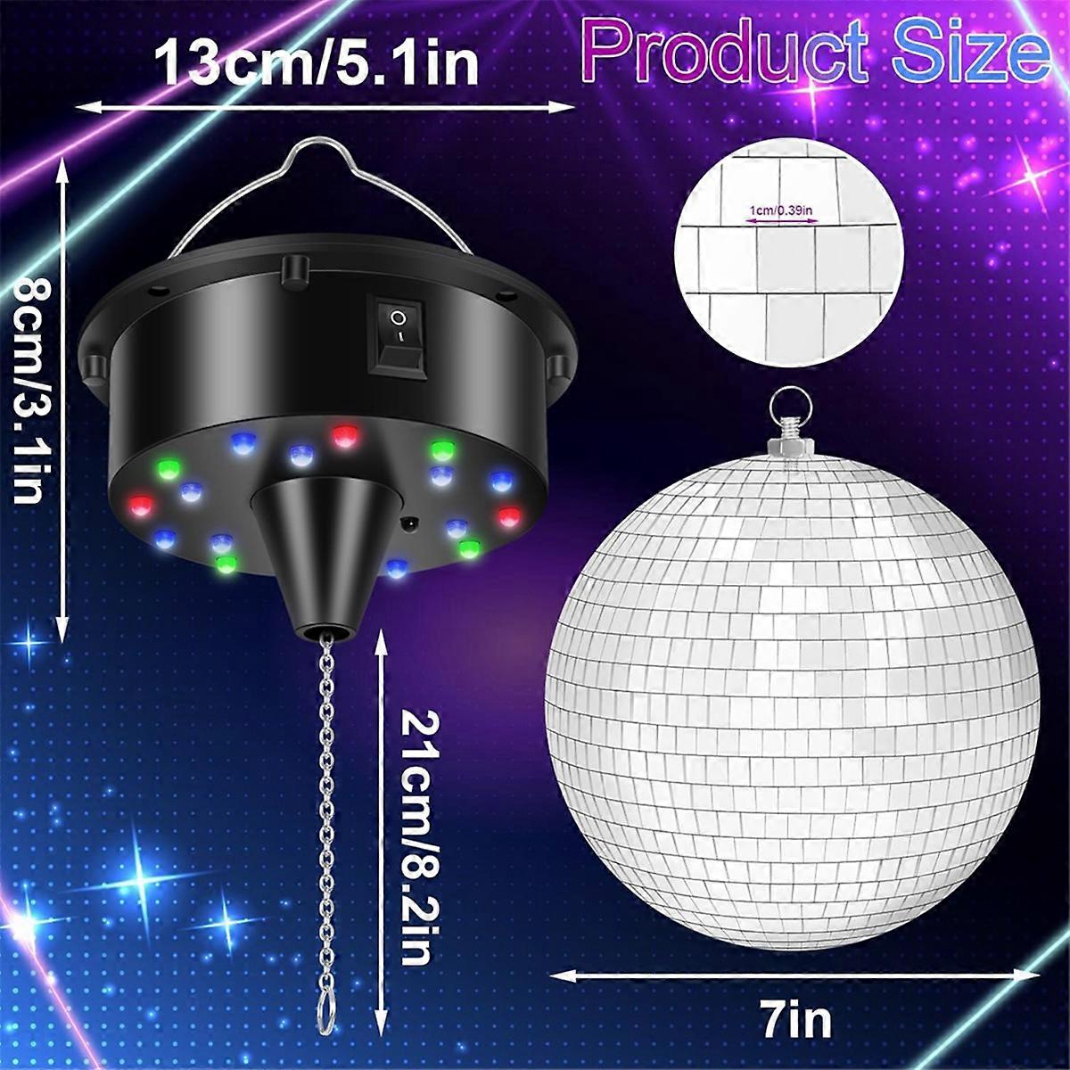 7.8 Inch Hanging Disco Ball Light Up Led Disco Mirror Ball Rotating ...