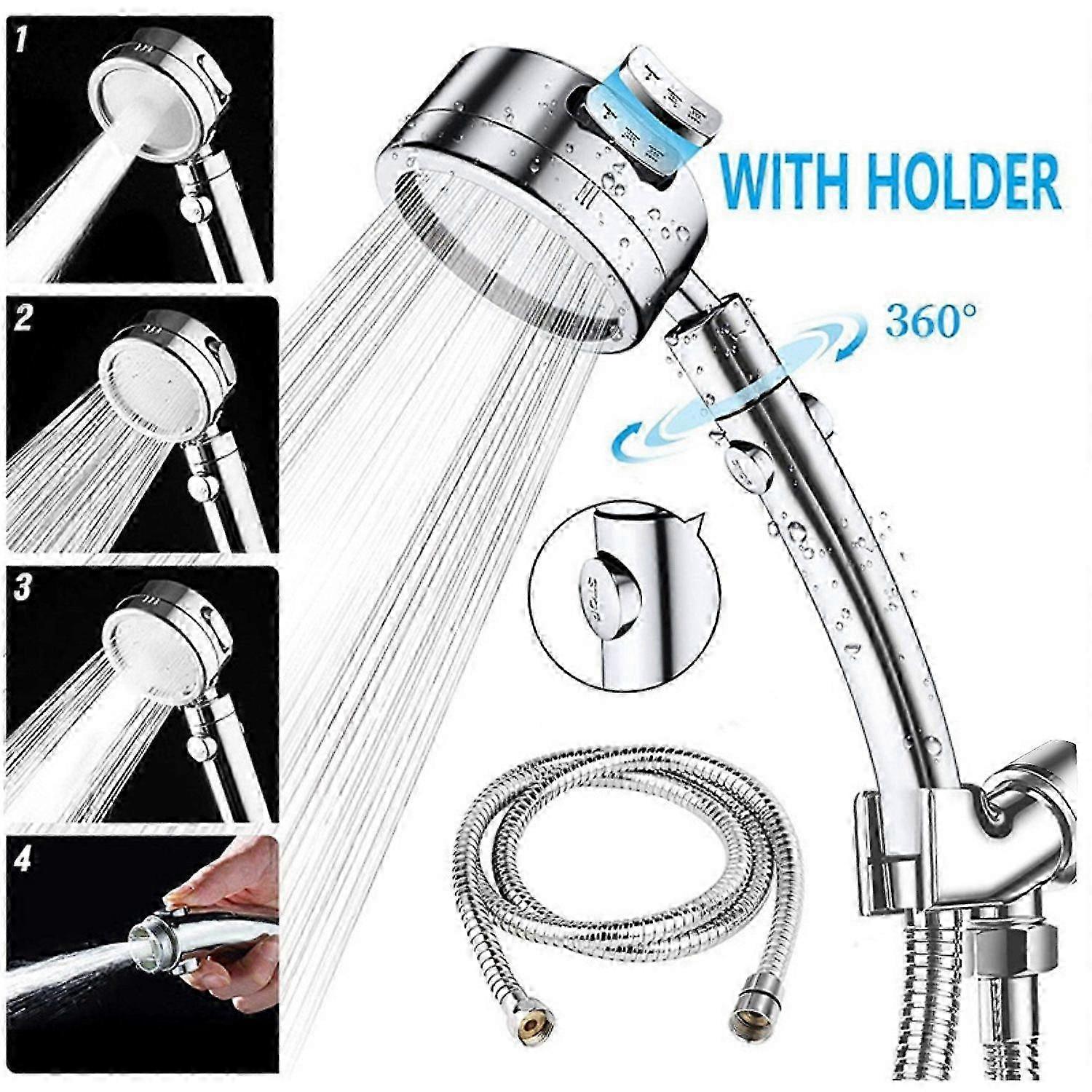 Handheld Shower Head with ON/OFF Pause Switch & 3 Spray Setting High ...