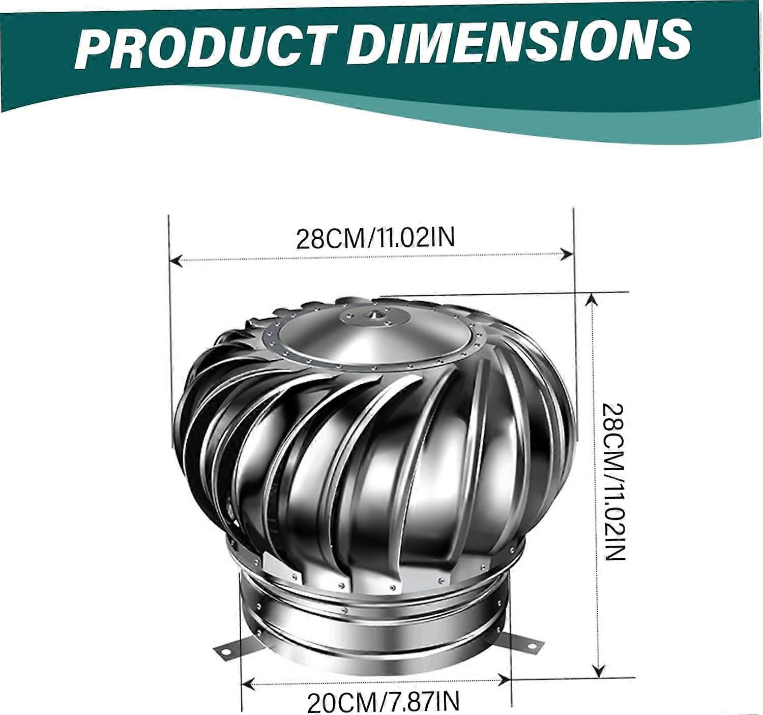 Wind Turbine, Roof Ventilation 11 Inch Round Rotary Fan Stainless Steel ...