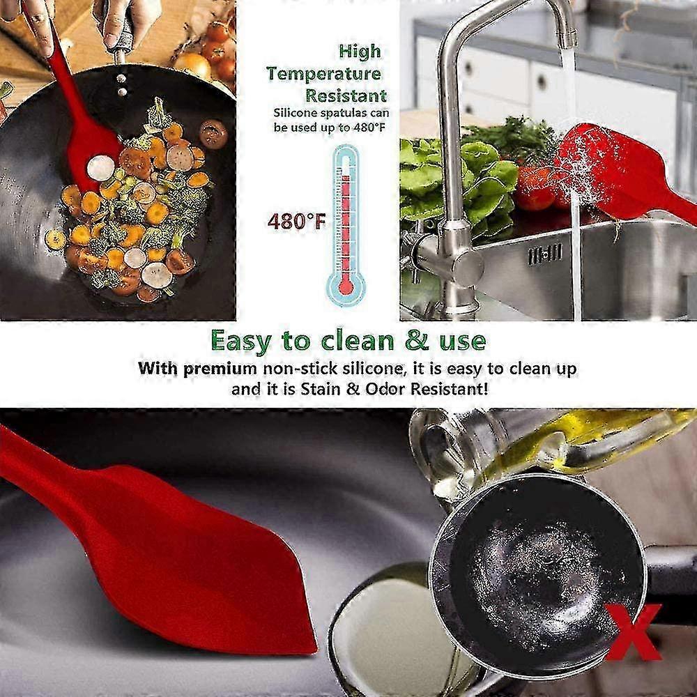 Silicone Squeegee Set Green 6 Piece Non-stick Rubber With Stainless ...