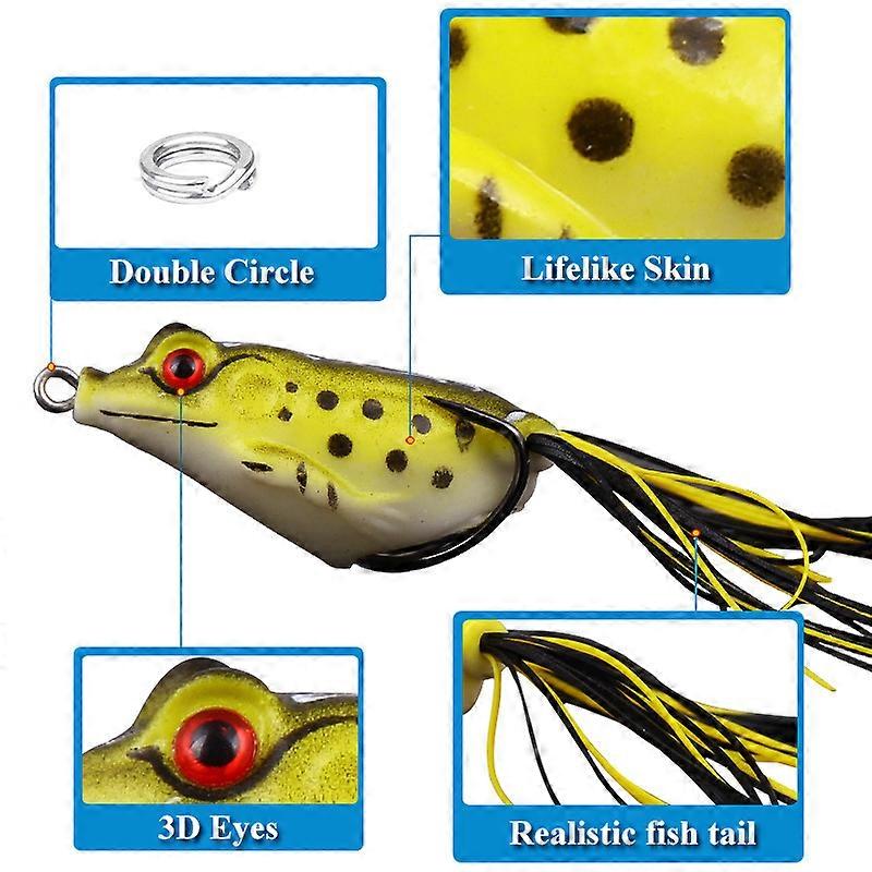 Five-piece set of frog-shaped lures for lure fishing, with natural and ...