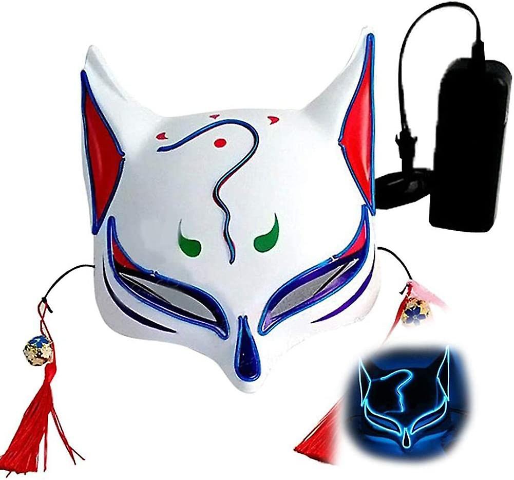 Demon Slayers Fox Mask LED Halloween Mask Japanese Anime Cosplay Mask ...