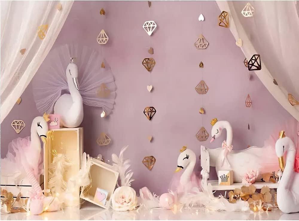 Cigno bianco Birthday Fondali Girl Baby Shower Fiori Rosa Principessa ...