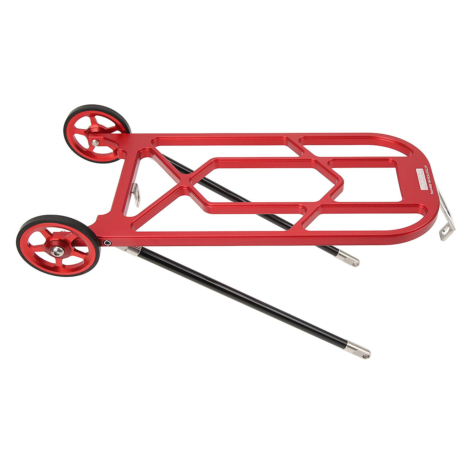 Red High Strength Aluminum Alloy Folding Bike Rear Rack with Wheels for ...