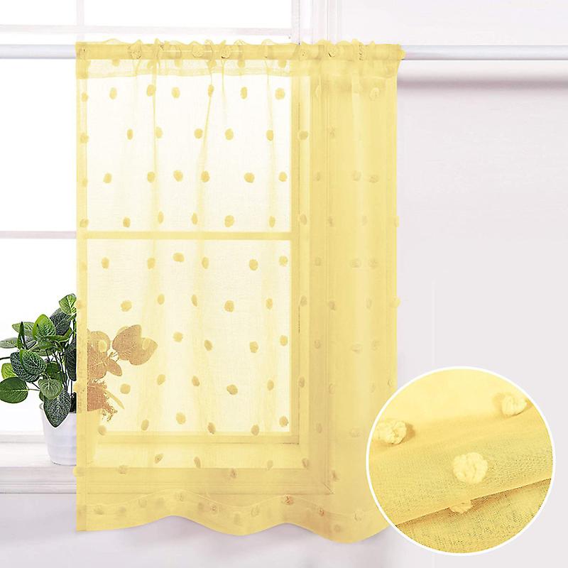 Short Curtain Soft Texture Fur Balls Home Decor Rod Through Design Mesh ...