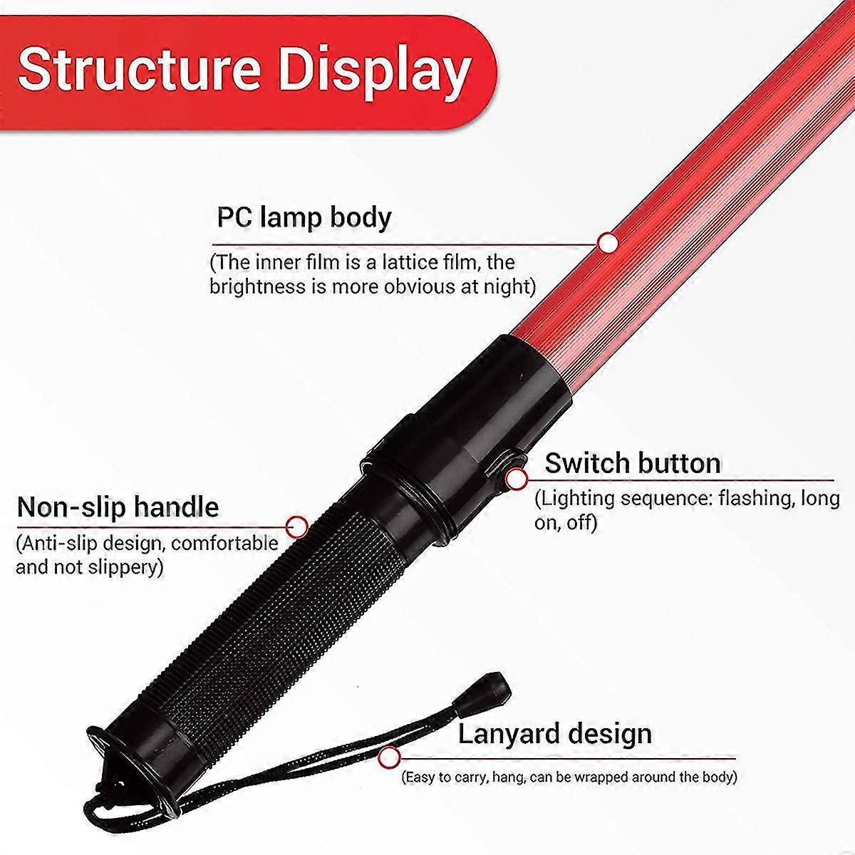6 Pieces 41cm Signal Traffic Wand Safety Traffic Wand Lighted LED ...