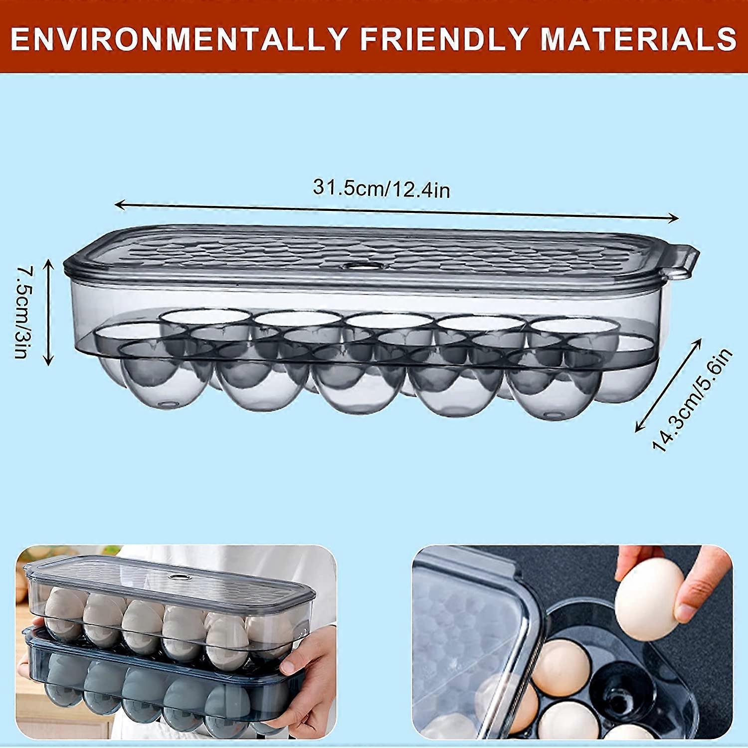 Egg container for refrigerator, egg box for 16 eggs, stackable plastic ...