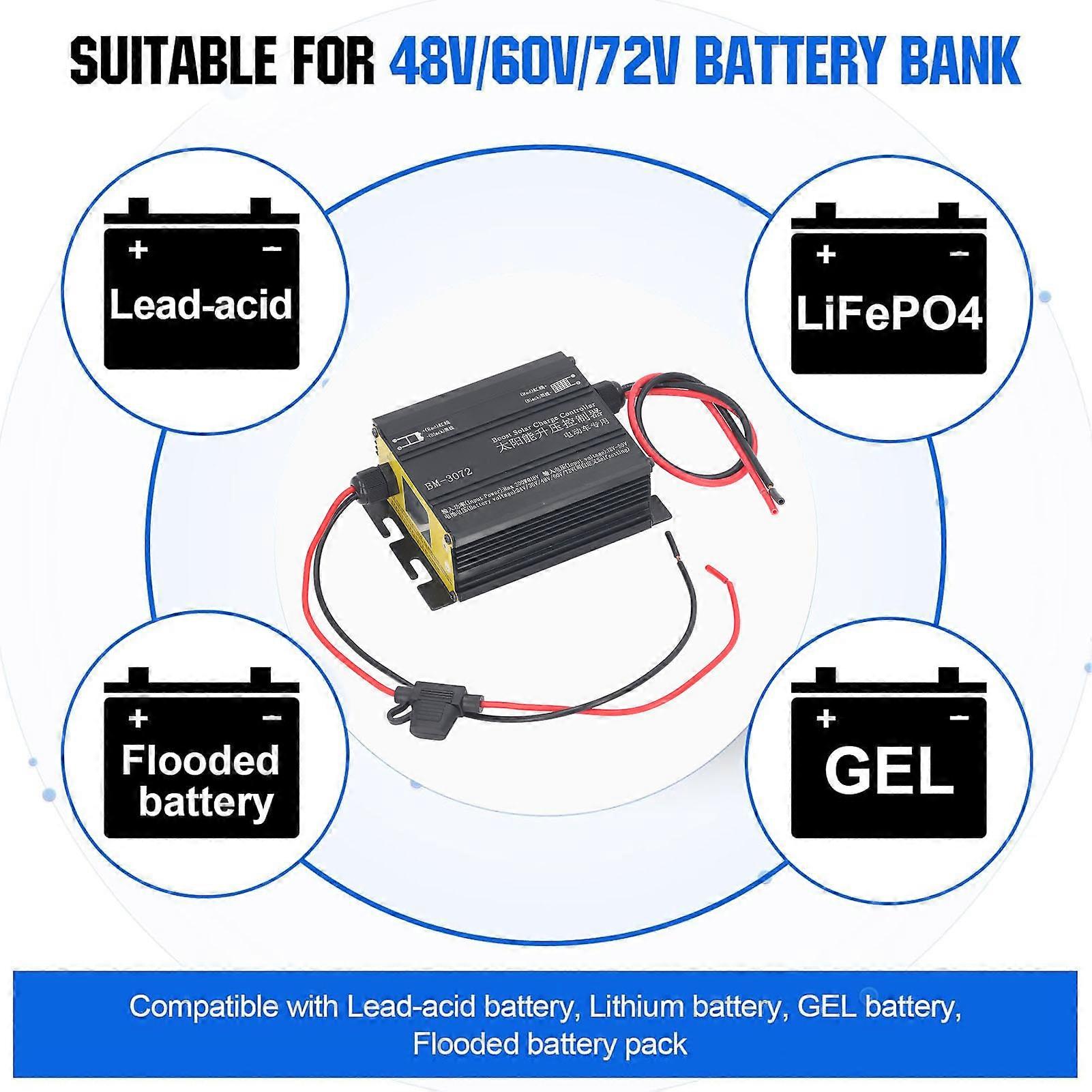 Boost MPPT Solar Charge Controller 16A 12V~50V 300W for 24V 36V 48V 60V ...