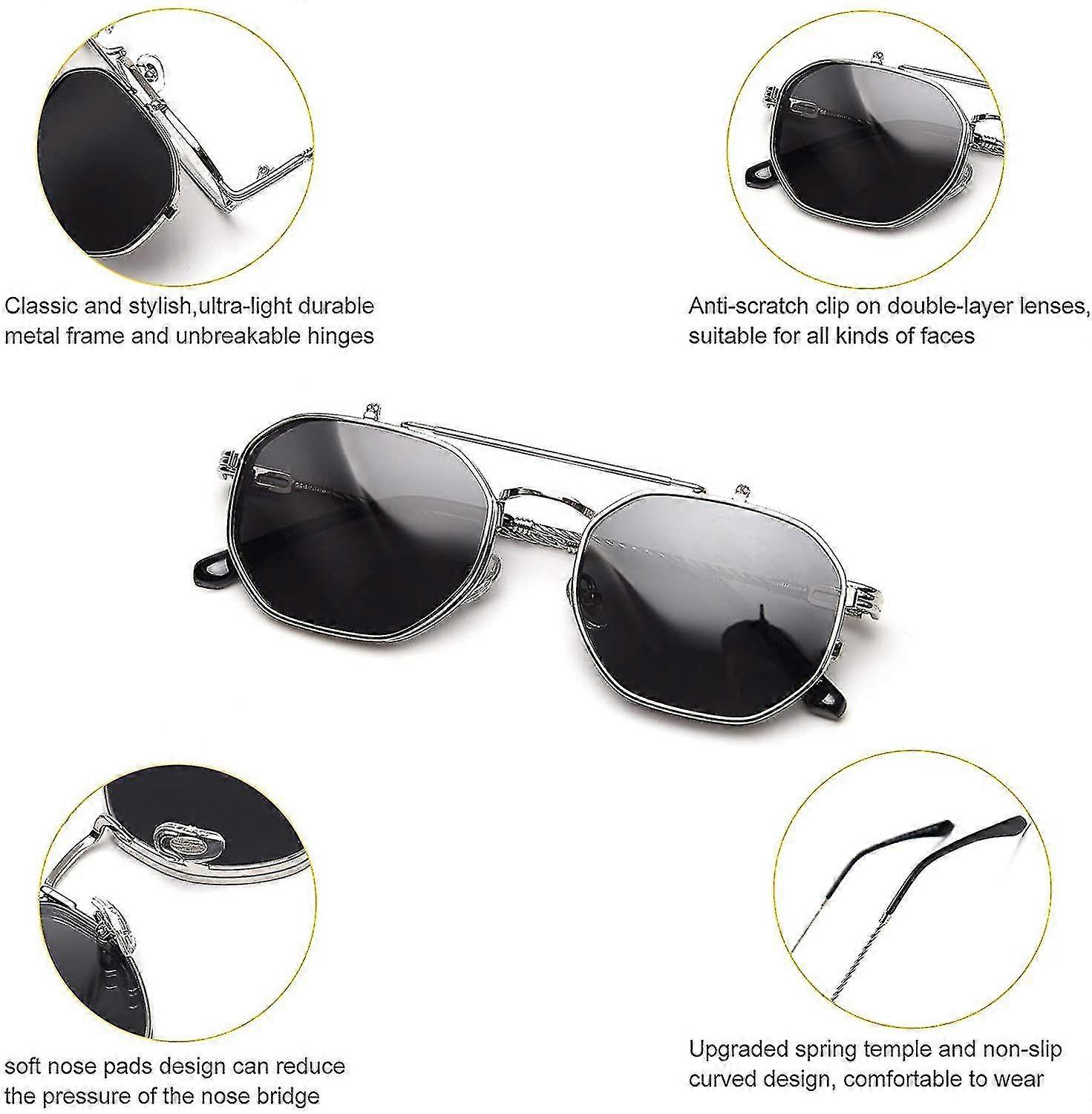 Flip Up Sunglasses Men Women Polarized Steampunk Flip Sunglasses With ...