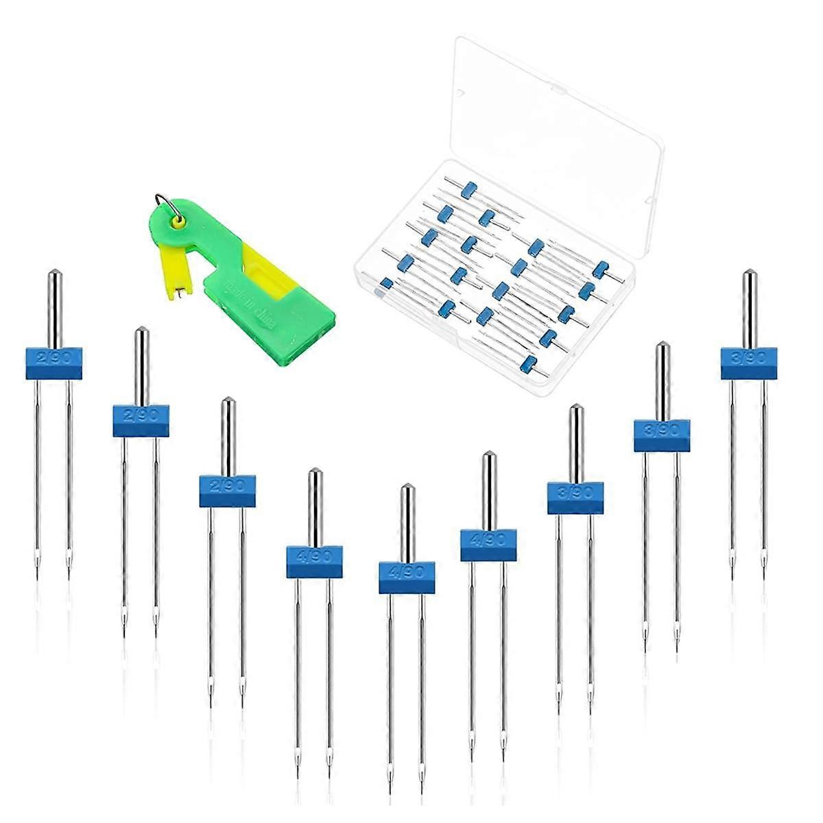 18Pcs Twin Needles for Sewing Machine, Double Twin Needles with Plastic ...