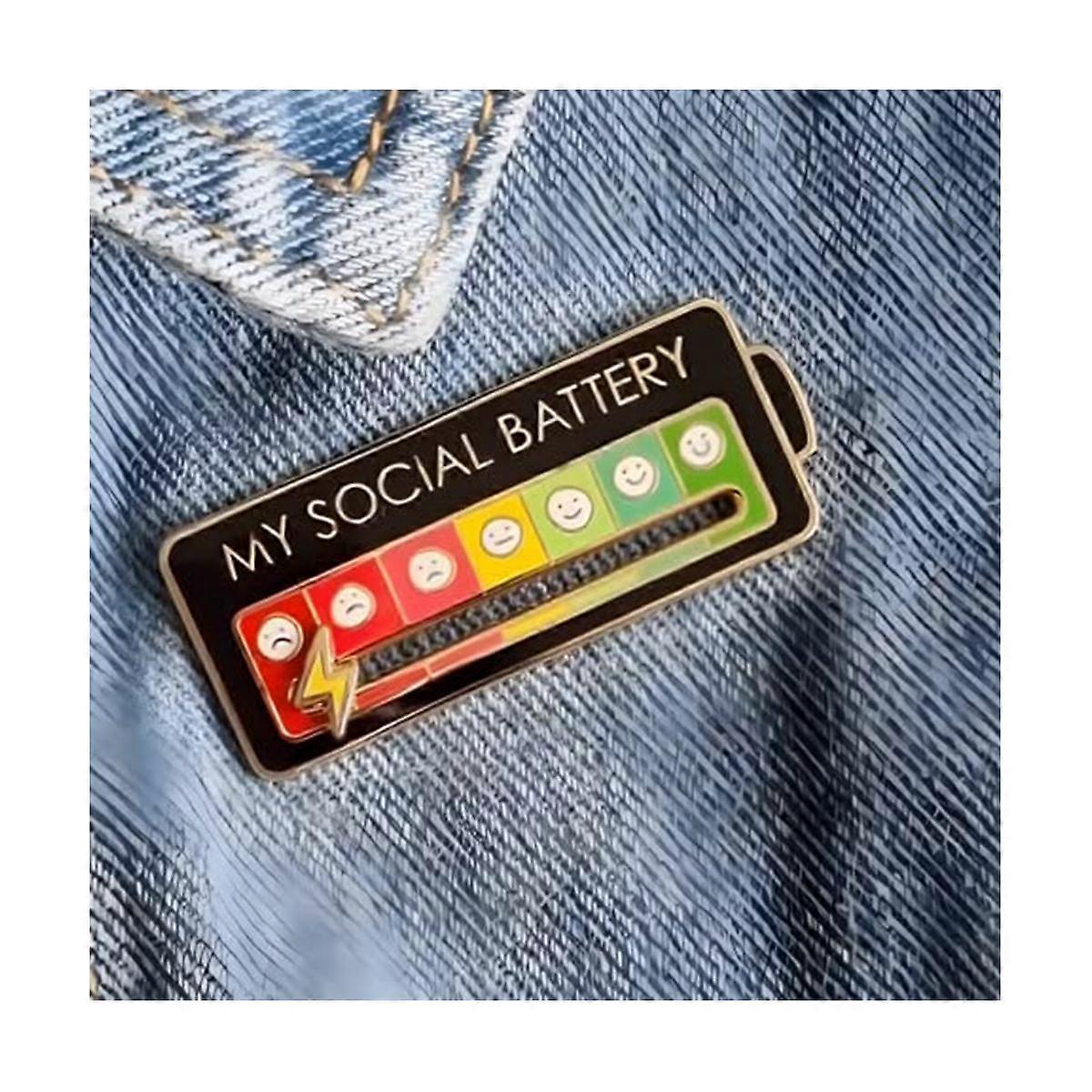 Social Battery Pin - Enamel Mood Pin Funny Enamel Emotional Pin 7 Day A ...