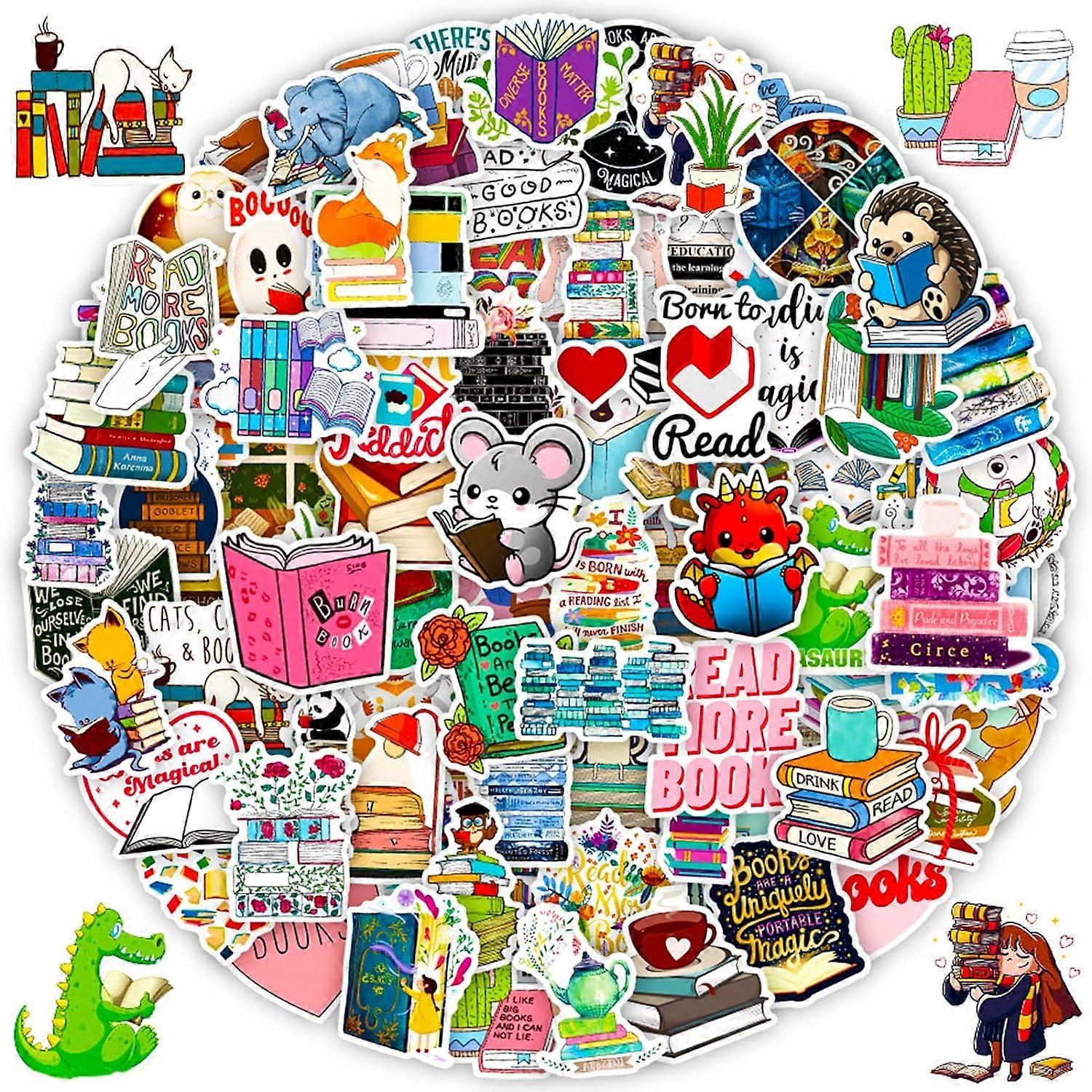 Book Stickers,100 Pcs Reading Stickers for Water Bottles,Book ...