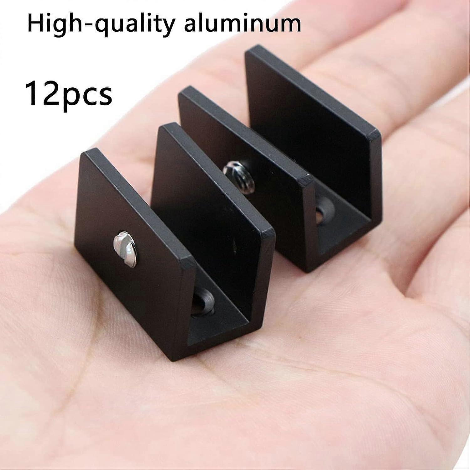 4 Pieces of Wall-Mounted Glass Shelf Bracket Black Glass Shelf Bracket ...
