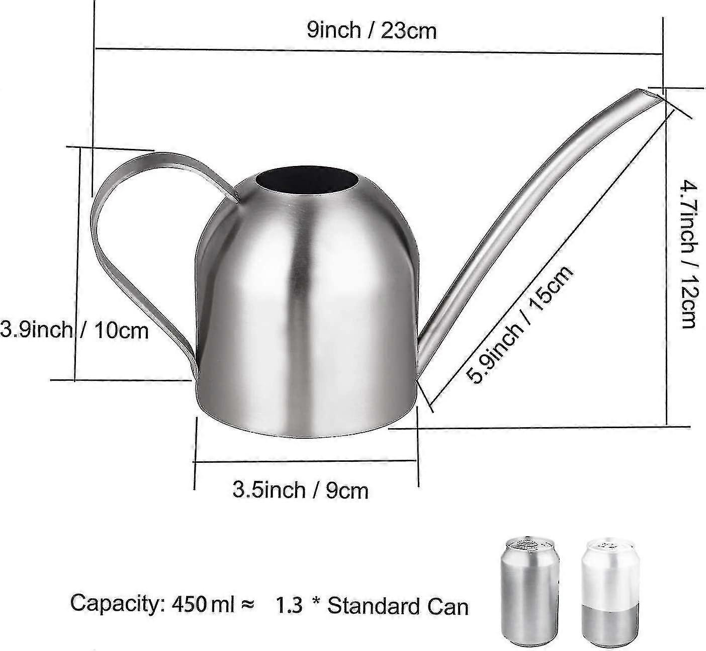 15 Oz Small Watering Can Indoor Plants Orchid Bonsai Succulent Desk Office Stainless Steel (15oz ...