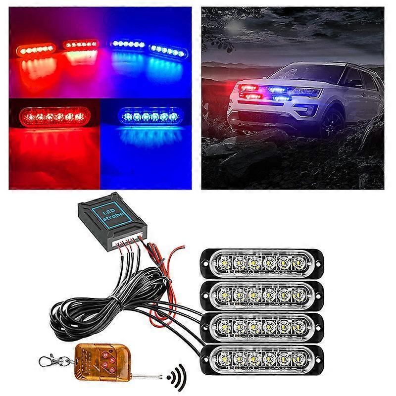 24 LED Strobe car light Wireless Emergency Flashing car light LED 12V ...
