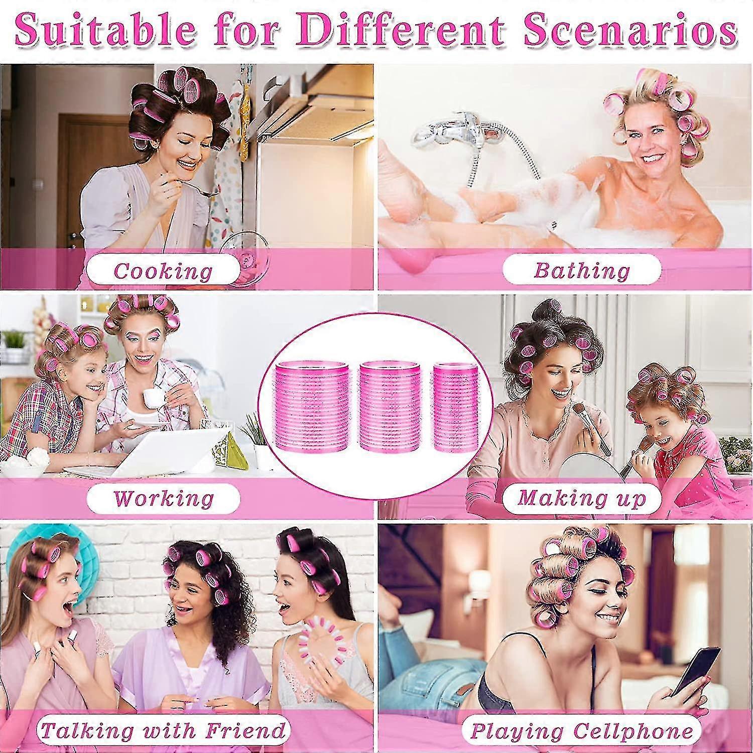 Hair Rollers Curls Set, 28 Pcs Heat Free Jumbo Large Small Curlers Self Adhesive Hair Rollers ...