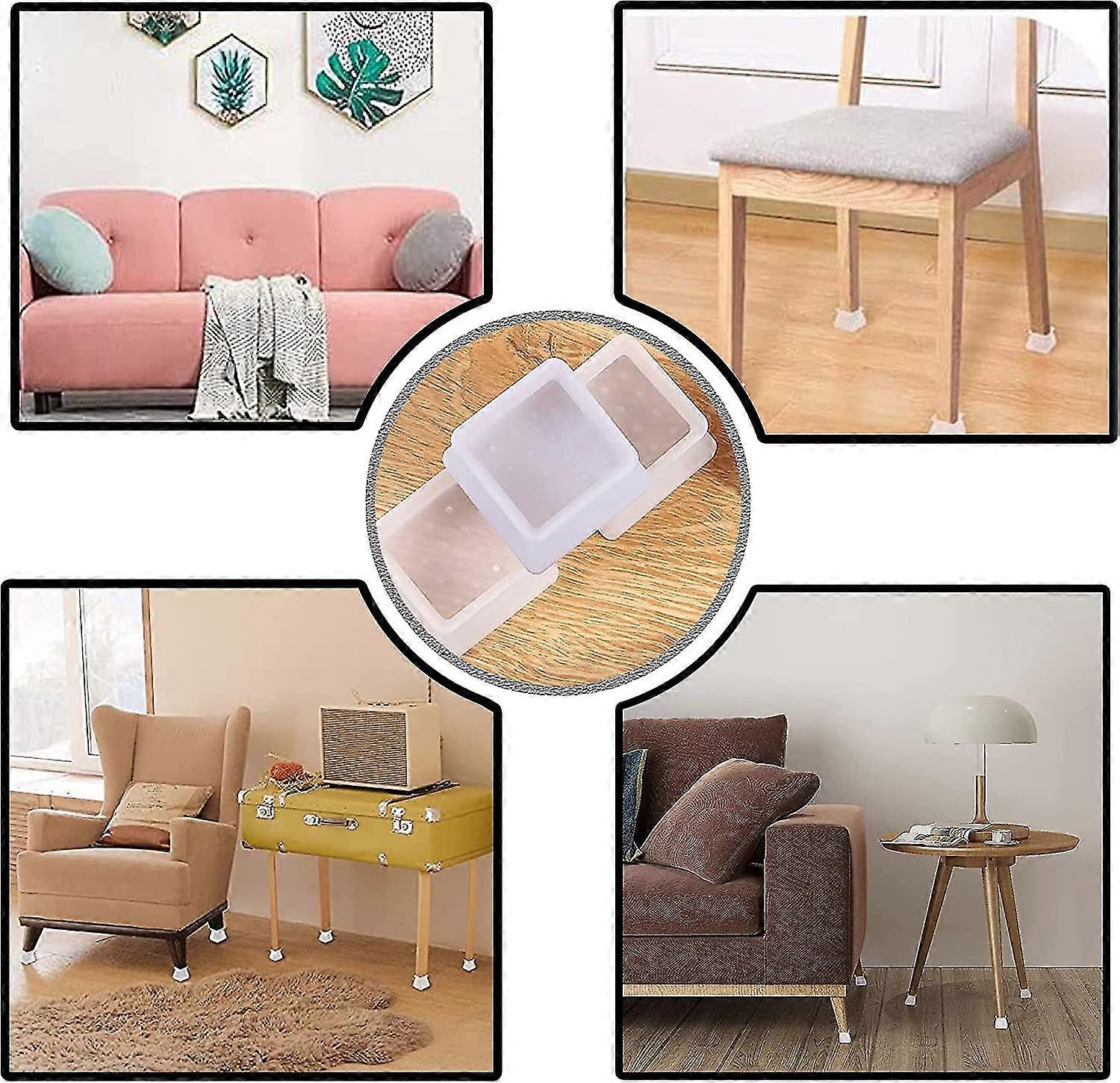 24 Pcs Chair Leg Silicone Chair Cap Foot Cover Square Table Leg Prevent ...