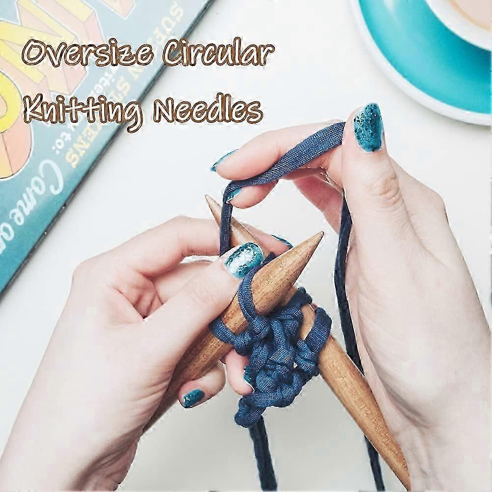 3PC Wooden Circular Knitting Needles,15/20/25mm Natural Wood Jumbo ...