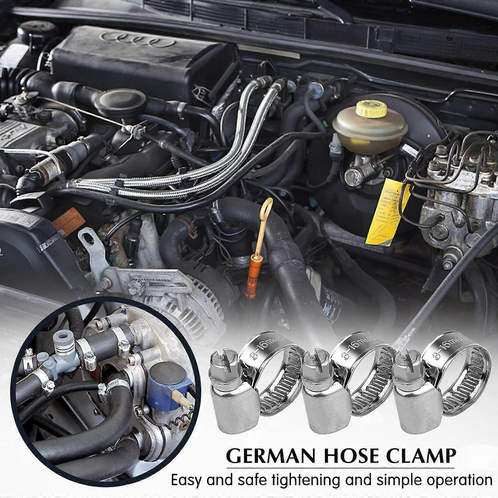 10 Pcs 8-16mm Adjustable Stainless Steel Hose Clamps for Securing Hose ...