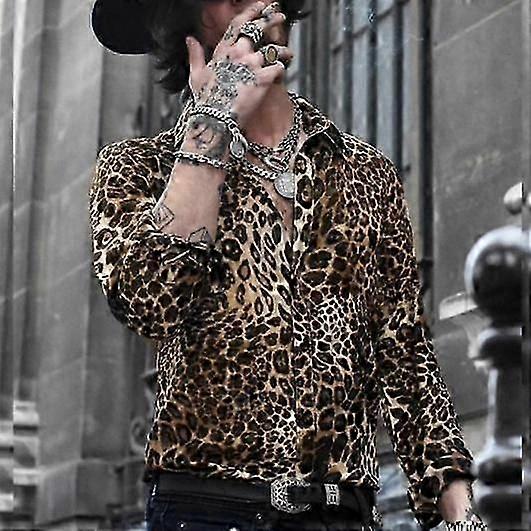 Men Leopard Print Shirts Long Sleeve Animal Print Casual Shirt | Fruugo AU