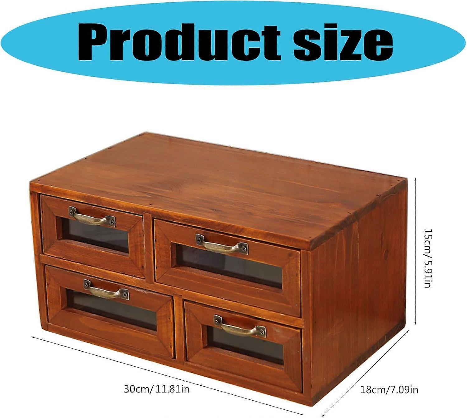 Solid Wood Desktop Organizer With Glass Panels - Classic Office Desk ...