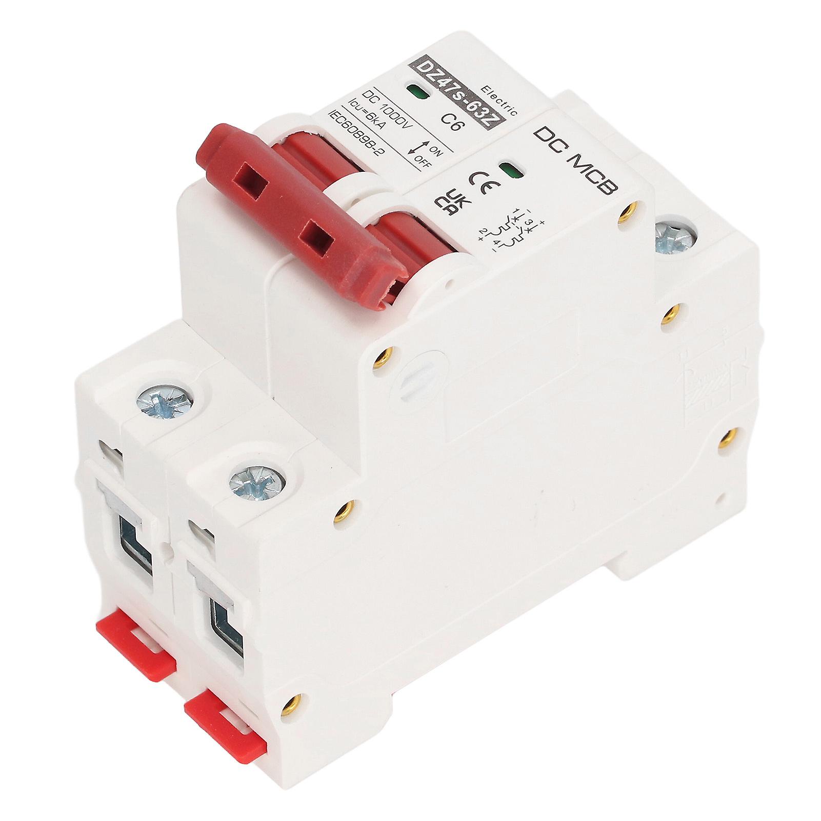 Dc Miniature Circuit Breaker 2p Breaking Capacity 6000a Mini 6a Circuit Breaker For Solar Pv ...
