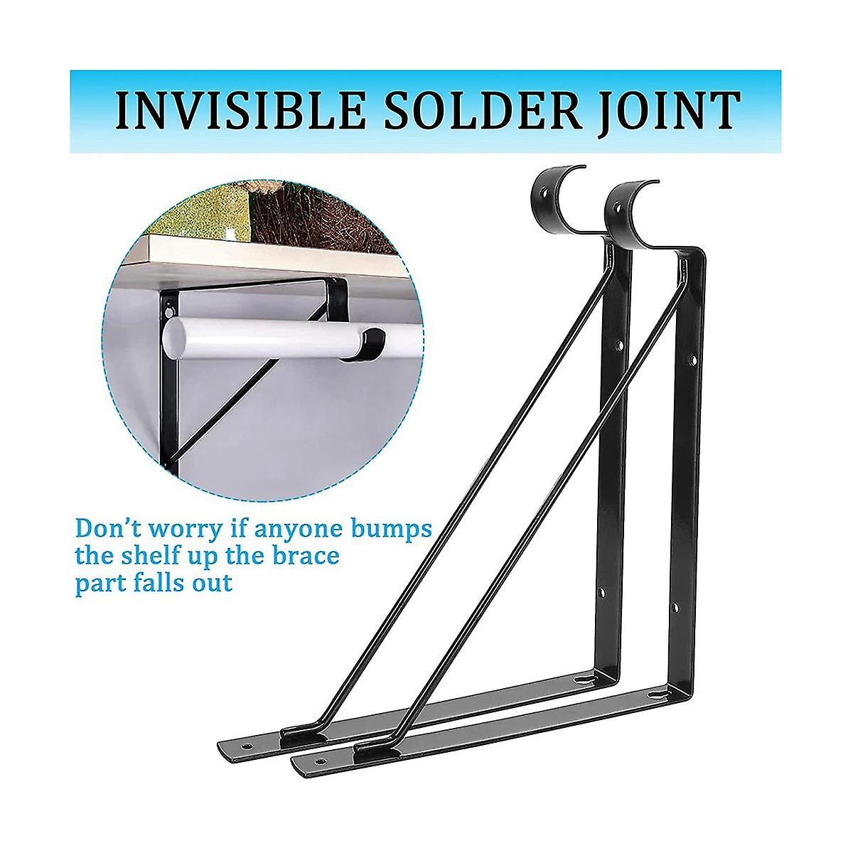 4pcs Heavy Duty Black Closet Rod Brackets And Closet Decor, Wall Mount ...