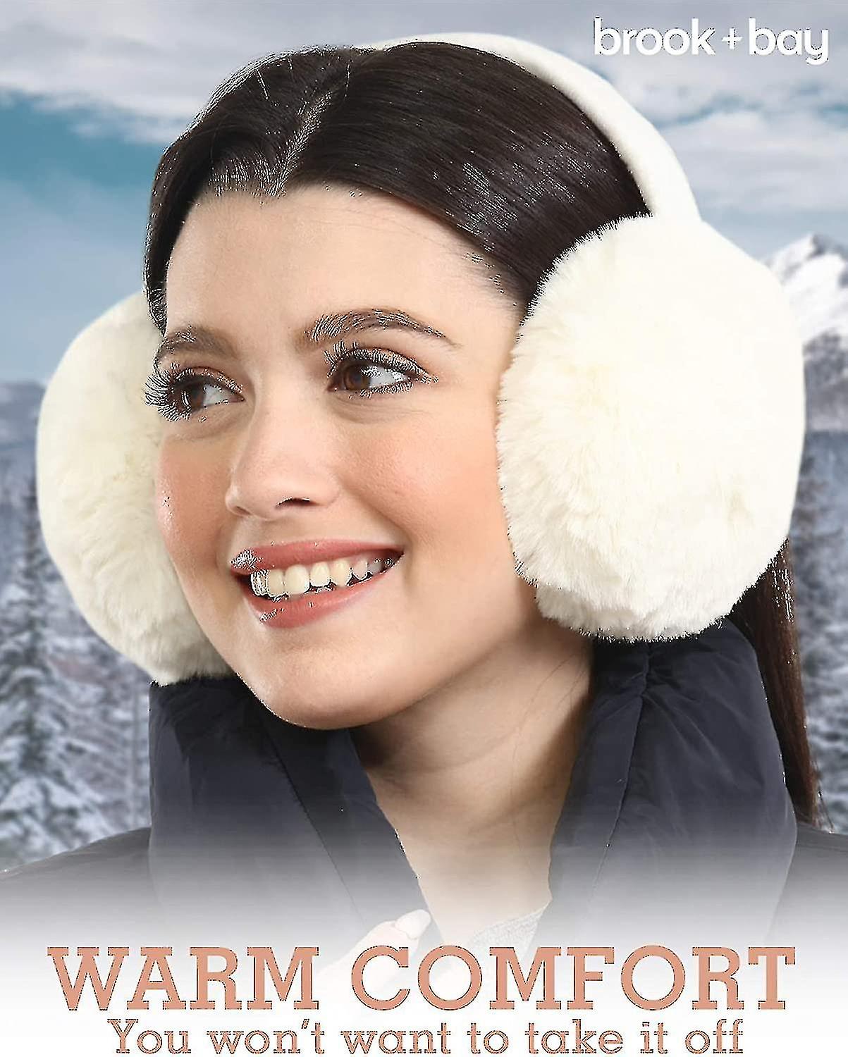 Ear Muffs For Women - Ear Warmers - Soft Warm Cable Knit Furry Fleece ...