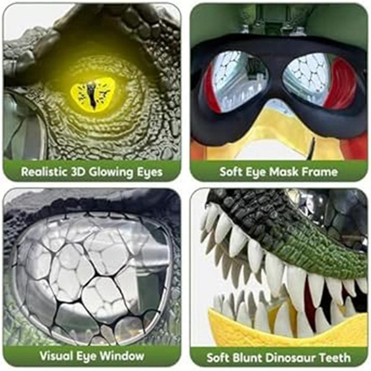 Dinosaur Mask Removable Jaw with 2 Claws, Role Play Toy with LED ...