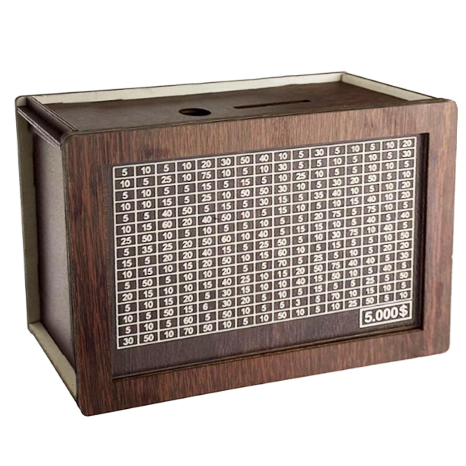 Wooden Money Box with Counter Marker Pen Piggy Bank with Money Target ...