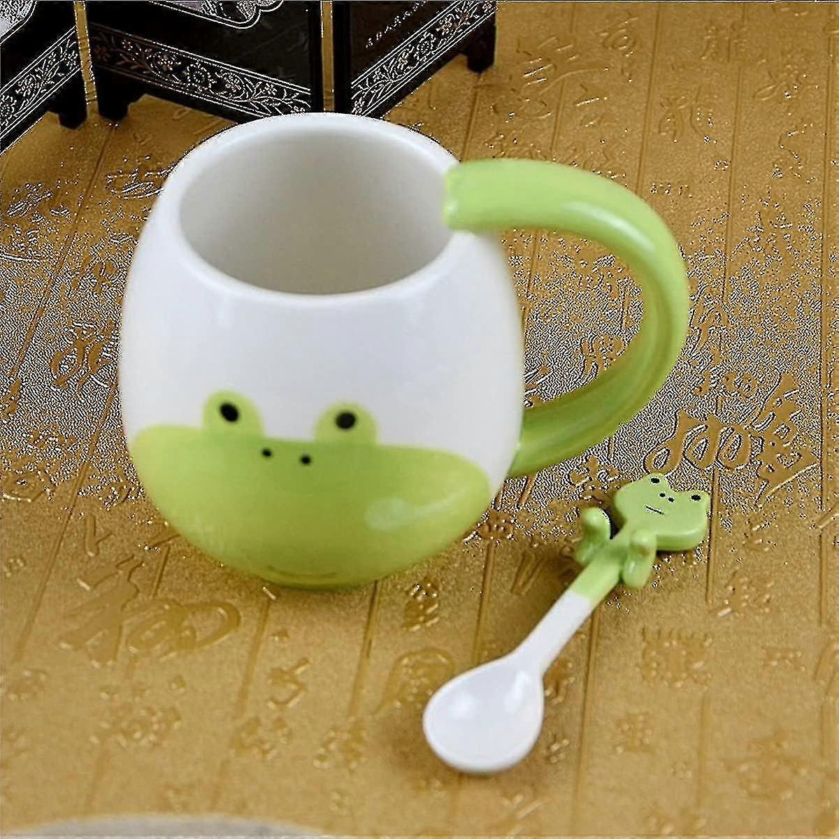 Cute Frog Coffe Mug With Spoon 450ml Ceramic Funny 3d Animal Frog Mug ...