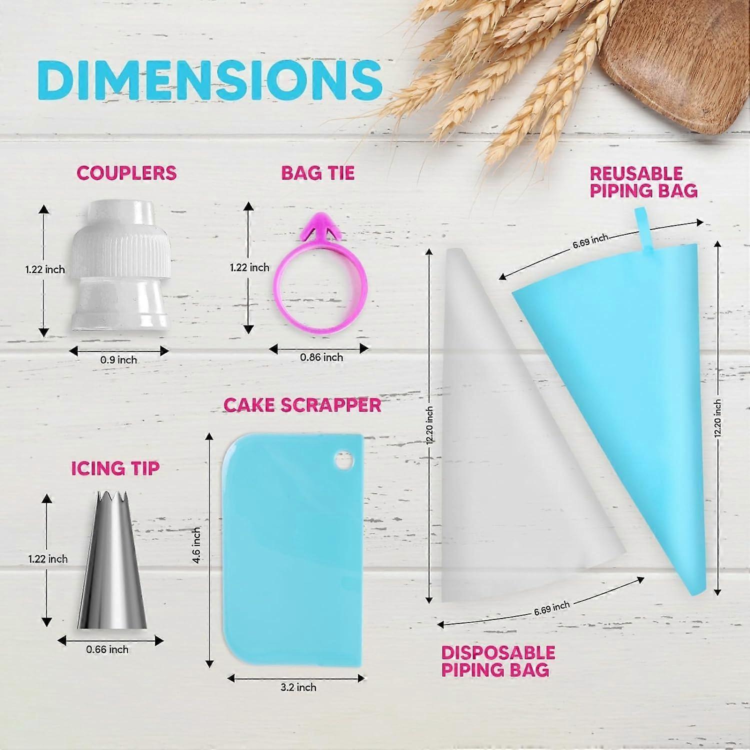 Piping Bags and Tips Set, 126 Pcs Cake Piping Kit, with 12 Inch Anti ...