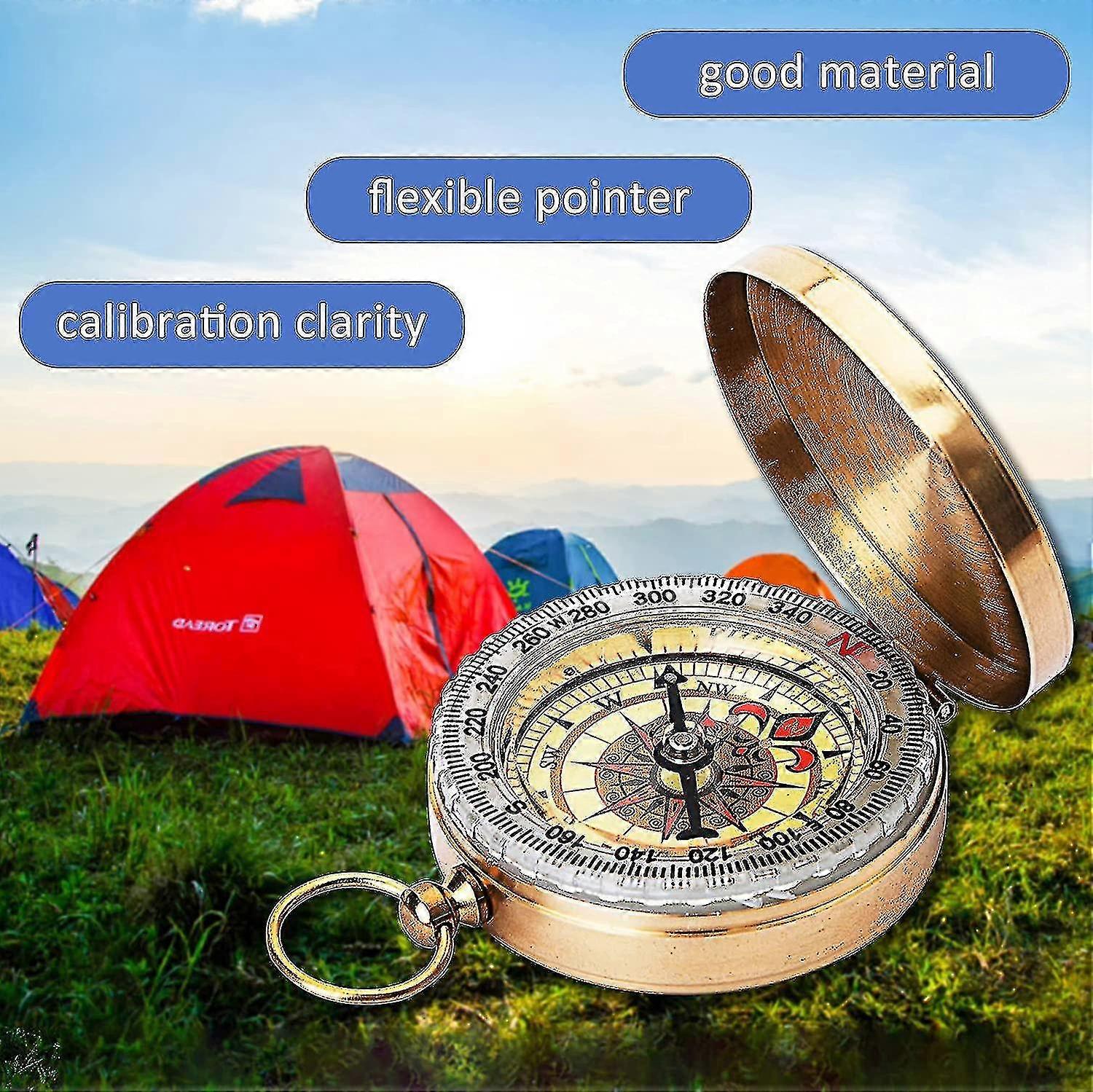 g50f Gold Flip Brass Compass, Luminous Premium Pocket Watch Compass ...