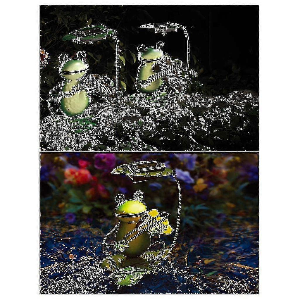 Solar Lights Frog Metal Cute Frog Garden Frog Lights,violin Style ...