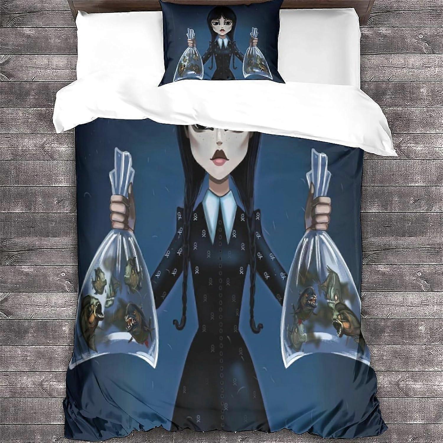 Children's Bedding Set - Wednesday Addams Pattern Soft Microfiber Duvet ...