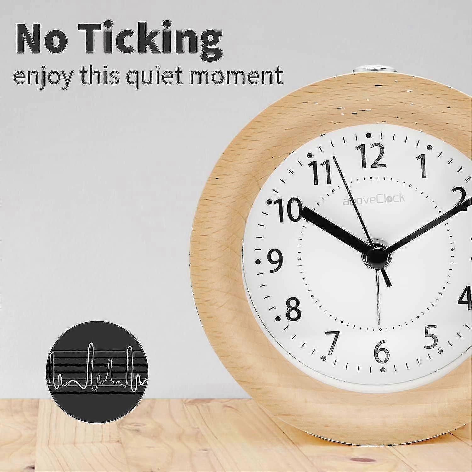 Alarm Clock Analogue Without Ticking, Alarm Clock Wood With Snooze ...